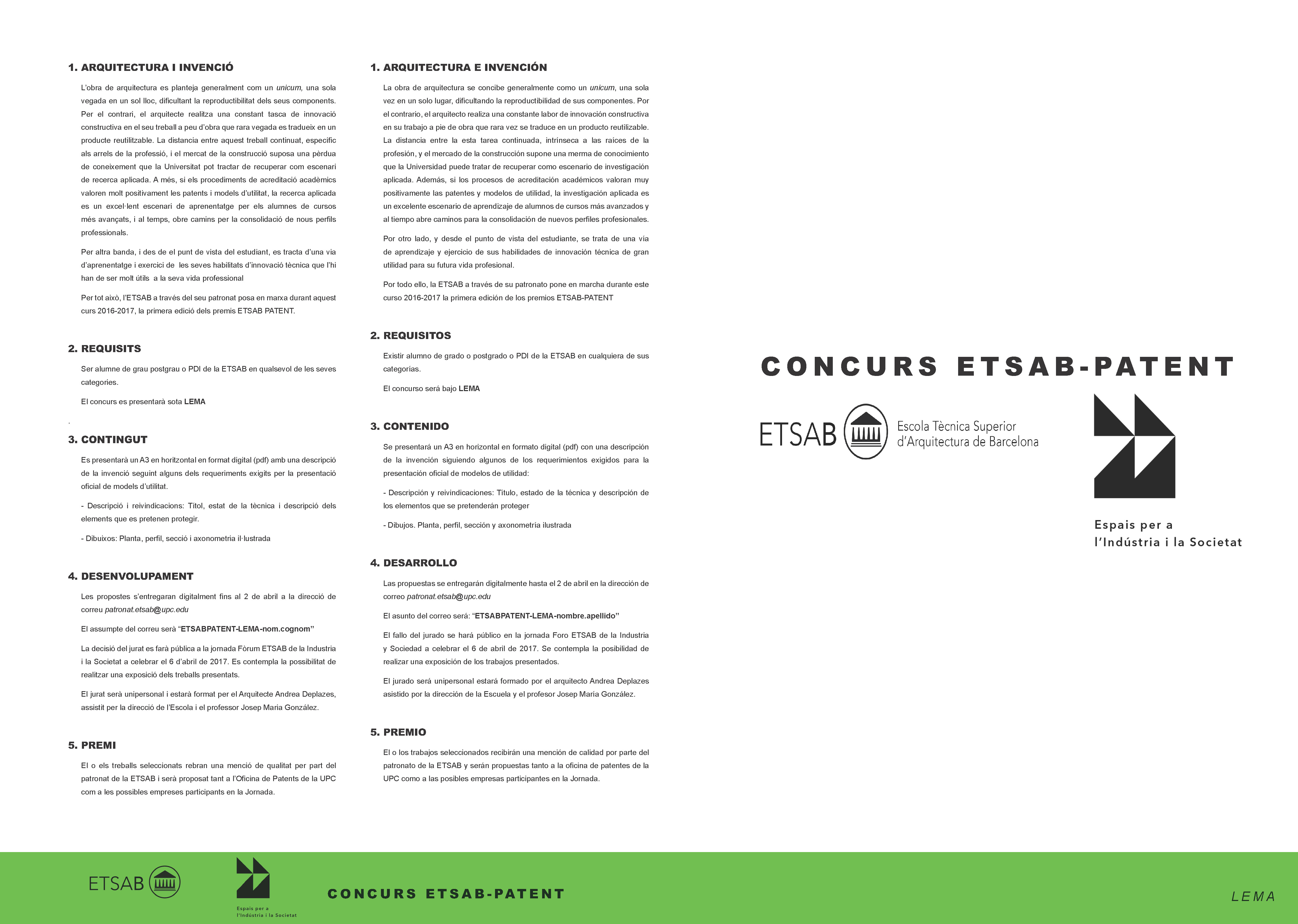 CONCURS ETSAB-PATENT MBDesign — ETSAB - Escola Tècnica Superior d ...